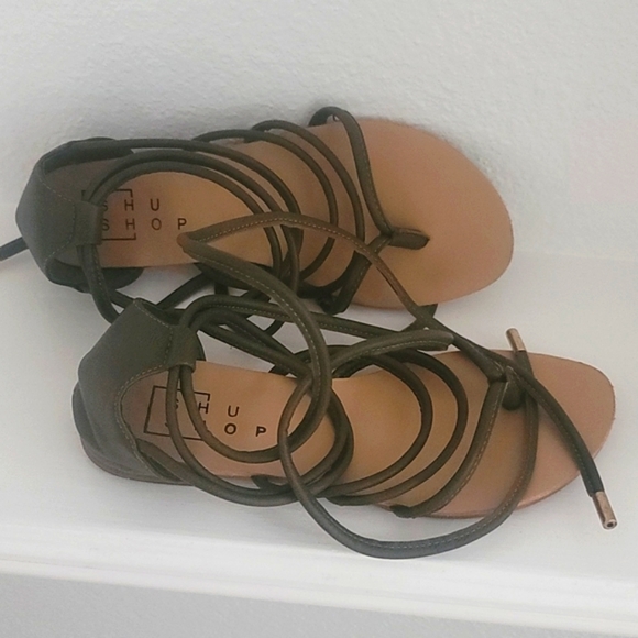 ShuShop | Shoes | Shushop Olive Strappy Lace Up Sandals | Poshmark